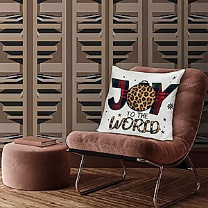 Joy to The World Decorative Throw Pillows for Couch 18x18 Winter Snowman Snowflakes Modern Cooling Silk Pillow Shams for Sofa Bedroom Car Couch Zippered Thanksgiving Gifts