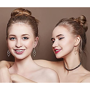 Sterling Silver Dangle Earrings for Women, 14k Gold Plated Double Linear Drop Statement Earrings Anniversary Birthday Gifts for Women Girls