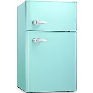 Antarctic Star Mini Fridge 3.1Cu.Ft Compact Refrigerator 2-Doors Freezer Low Noise Defrost Storage of Beverages Vegetables Fruits Kitchen Living Room Office Dormitory Green