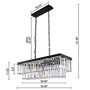 Wellmet Crystal Chandelier, Contemporary Modern Chandeliers Adjustable for Living Room, Dining Room, Pool Table Light, Kitchen Island Lighting