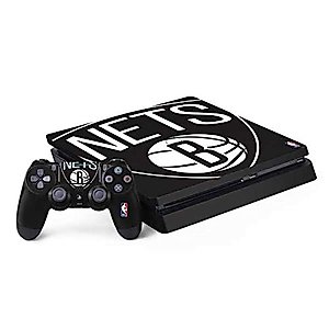 Skinit Decal Gaming Skin Compatible with PS4 Slim Bundle - Officially Licensed NBA Brooklyn Nets Large Logo Design