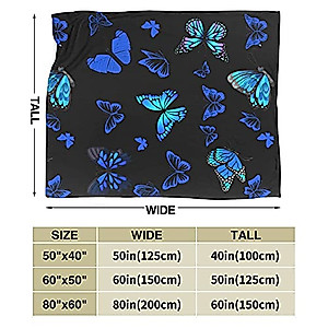 Blue Butterflies Soft Warm Throw Blanket Lightweight Flannel Fleece Bed Blanket Gift for Girls Boys Men Women Chair Couch 60"x50"