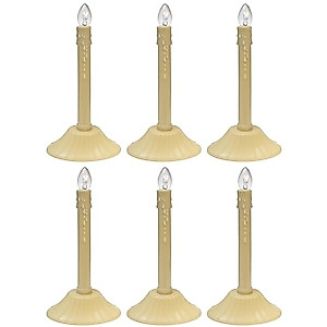 Creative Hobbies® Electric Candolier Indoor Christmas Candle Lamp, Ivory Plastic with Clear C7 Light Bulb - Pack of 6