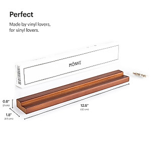 MÖNKE Vinyl Record Wall Mount - an Elegant Display Ledge Made from Solid Wood - This Vinyl Record Shelf Will Hold Records of Any Size (Brown)