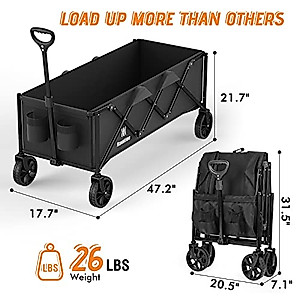 ANEWNICE Grehge le Folding Wagon, Wagon Cart HEA Garden Sculpture Outdoor Decoration