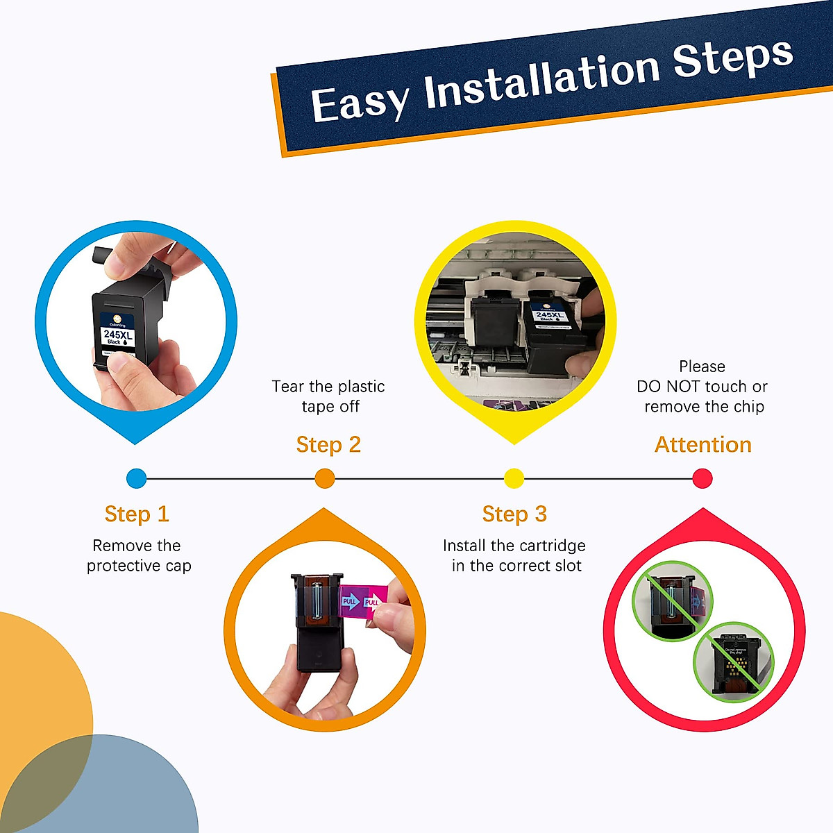 ColorKing Compatible Ink Cartridge Replacement for Canon 245XL 246XL PG-245XL CL-246XL 243xl 244xl for PIXMA MX492 MX490 MG2522 MG2922 MG2520 MG2420 TR4520 MG2920 TS3300 TS3122 TS3100 Printer (3 Pack)