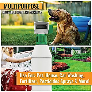 Refillable Hose-End Sprayer with 32oz Bottle, 20 to 1 Ratio, Garden Hose Fertilizer Dispenser, Easy to Use, Lawn Sprayer, Garden Sprayer, and More (Trifecta Natural: 32oz Hose Sprayer with Bottle)