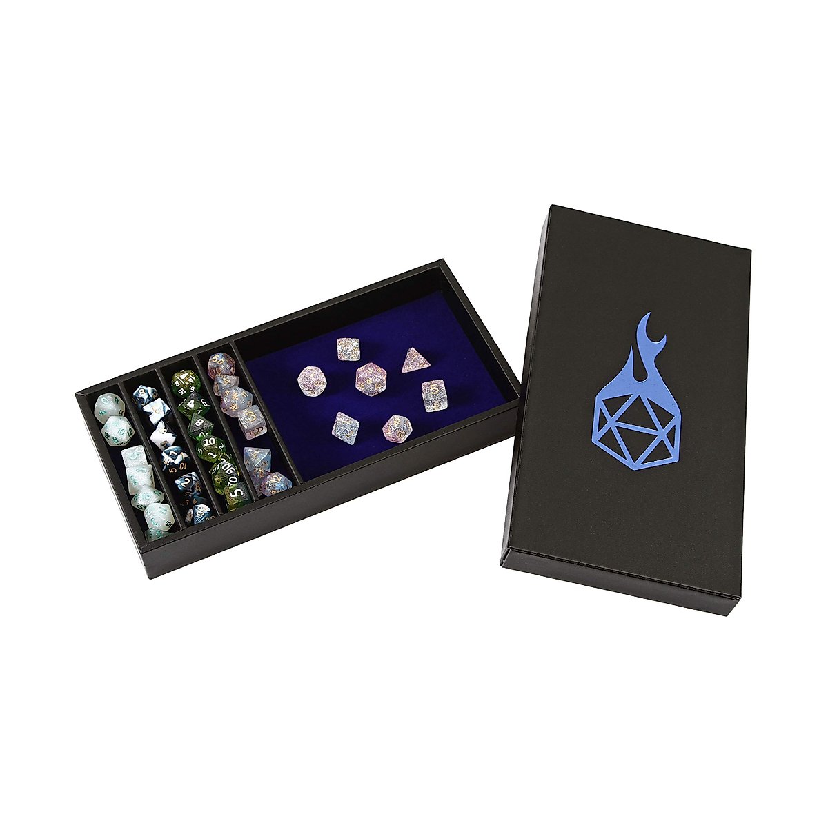 Forged Dice Co. Dice Battle Pit Dice Tray - 2 Dice Trays in 1 with Staging Area - Rolling Tray and Storage Compatible with Any Dice Game, D&D and RPG Gaming - Blue