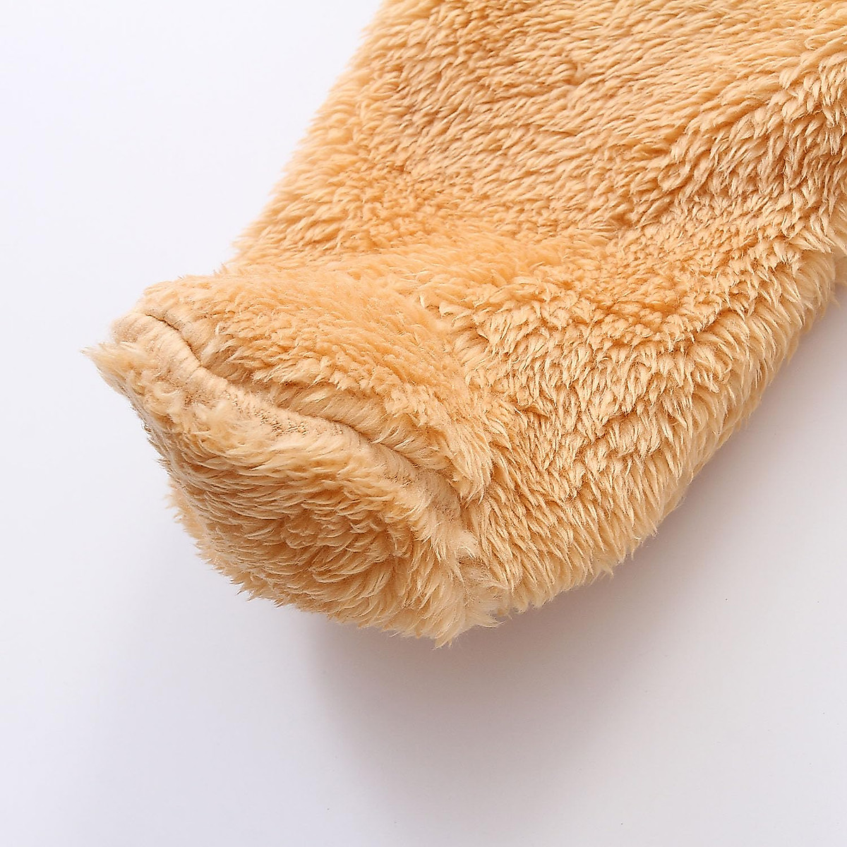 Babymine Toddler Boy's Hooded Fuzzy Outfits Winter Romper Fleece Outerwear Yellow footed Clothes 6-9M