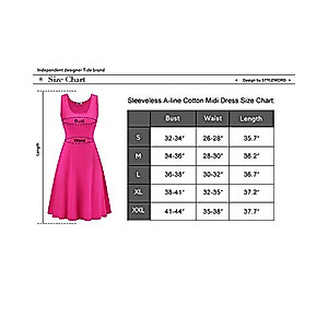 STYLEWORD Women's 2023 Summer Hot Pink Casual Beach Cotton Sundress Fit and Flare Midi Skater Barbie Halloween Dress(Rose,S)