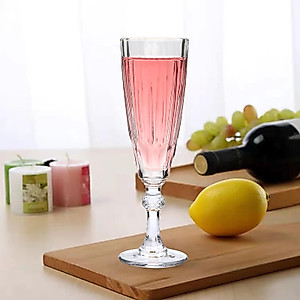 Ufrount Vintage Champagne Flute,5oz Champagne Glasses Set of 12,Elegant Embossed Champagne Flute Goblet Sparking Wine Glasses for Mimosa,Beverage,Party