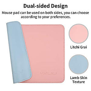 YXLILI Mouse Pad, Dual-Sided PU Leather Mouse Mat, Waterproof Ultra Smooth Mousepads with Stitched Edge Computer Mouse Pads for Gaming Office Work Home