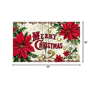 Evergreen Garden Poinsettia Floor Embossed Door Mat, Multicolor