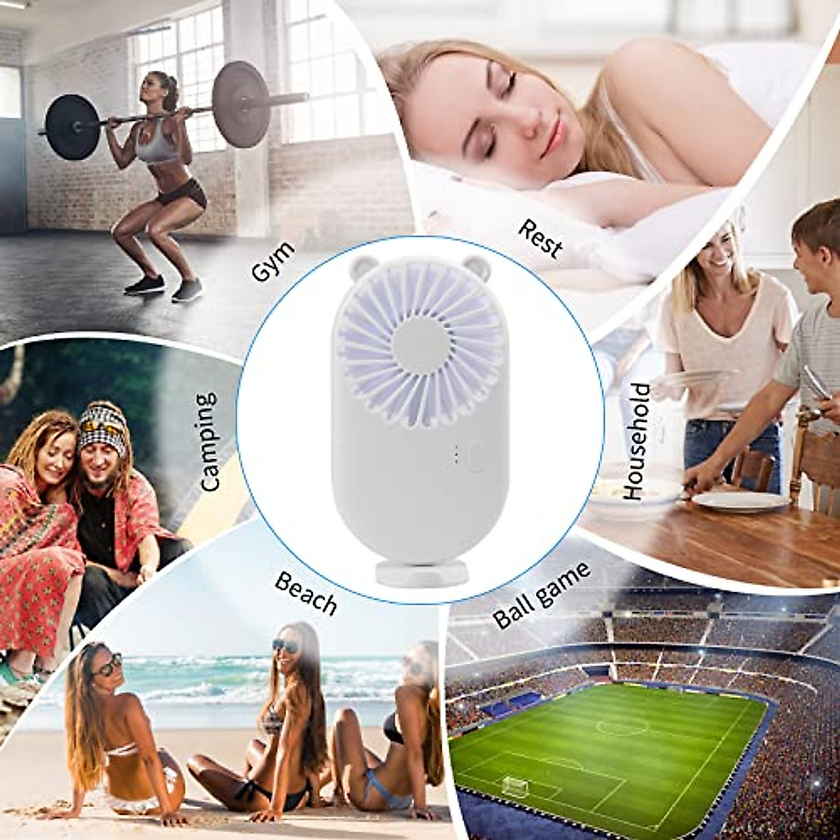 Handheld Mini USB Fan, Portable USB Pocket Fan Rechargeable with Holder, 3 Speeds Adjustable Design suitable for Kids Girls Women Men Indoor Outdoor Travelling