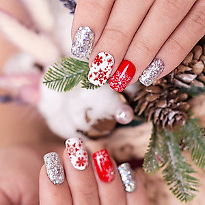 Whaline 6Pcs Snowflake Nail Art Plates Circular Rectangular Winter Stamping Plates Christmas Stamp Templates Stamping Kit for DIY Print Manicure Salon Design Xmas Gift