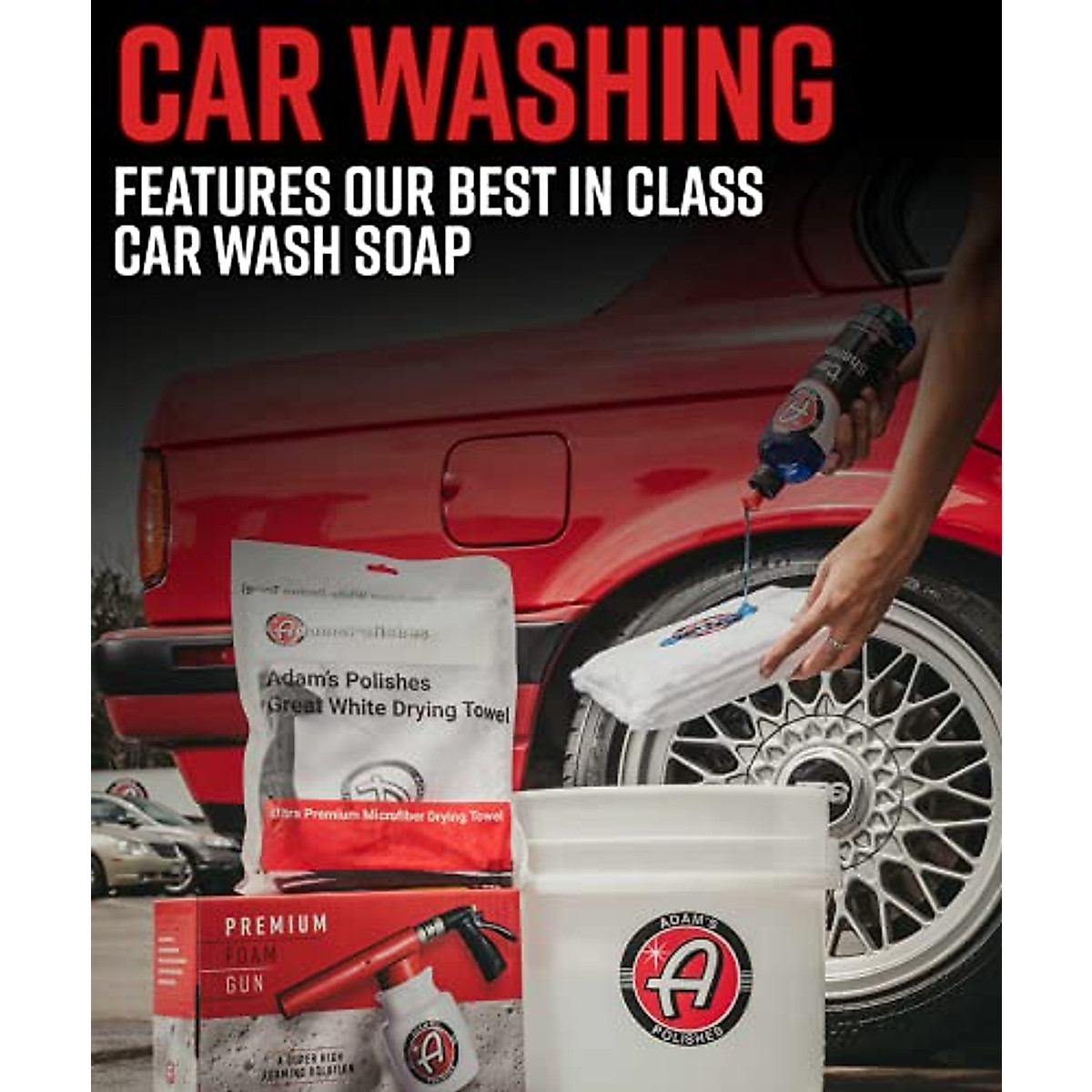 Adam's Arsenal Builder Car Cleaning Kit (6 Item) - Our Best Value Car Detailing Kit | Car Shampoo Wash Soap, Wheel & Tire Cleaner, Total Interior Cleaner, Glass Cleaner. Tire Shine CS3