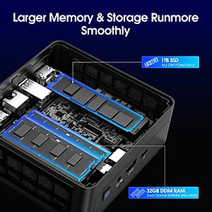 Intel NUC 11 NUC11PAHi7 Panther Canyon Mini PC, i7-1165G7, 32GB RAM, 1TB SSD, Mini Computers Windows 11 Pro for Business Home Office, Support 8K/WiFi 6/4K Quad Display/Bluetooth 5/Thunderbolt 3