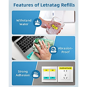 6 Pack Replacement for Dymo Label Maker Refills LetraTag Refills for Dymo 200B Plus LT100H LT100T QX50 Plastic Label Tape 16952 91331 91332 91333 91334 91335,12mm x 4m(1/2" x 13')