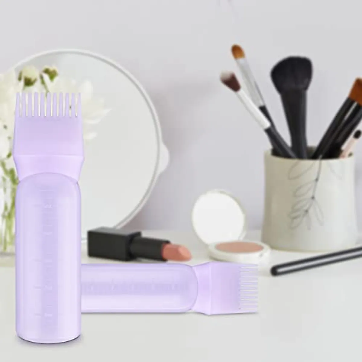 Root Comb Bottle Applicator, 6 OZ Graduated Hair Oil Bottle With Brush and Comb for Coloring, Styling and Hairdressing