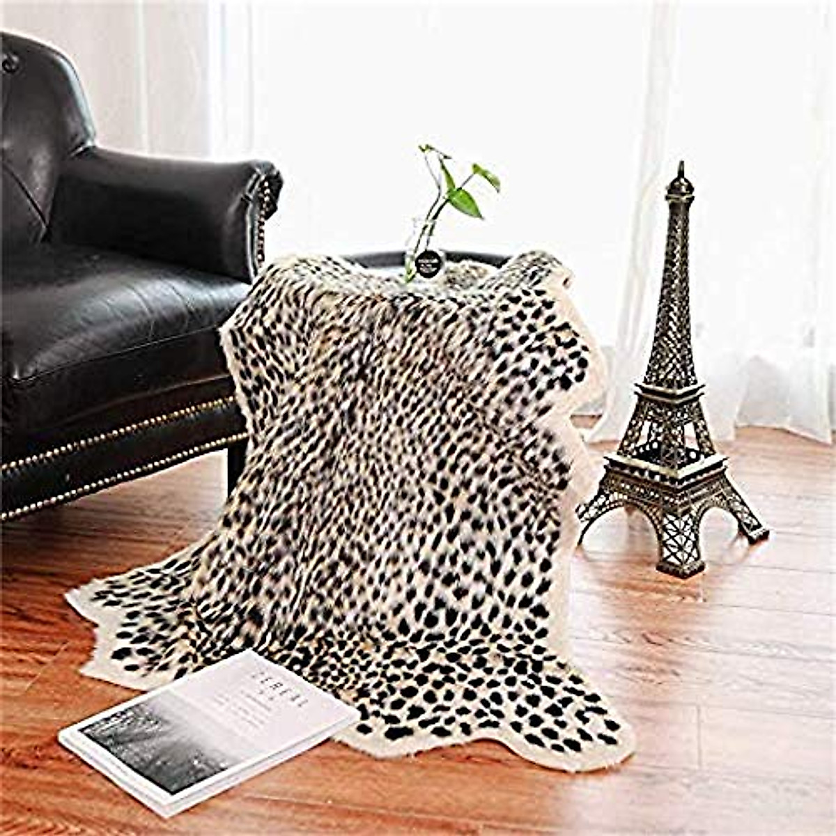 Leopard Print Rug,Faux Cowhide,Artificial Carpet,Simulation Cowhide, Leopard, Tiger, Zebra, Cow Hide Mat Rug Animal Print Rug Hide Faux Carpet (A) / 40x37inch,3.3x3.1ft