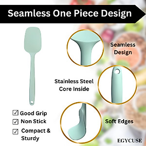 EGYCUSE Food Grade Silicone Spatula, Mixing High Heat Resistant Non Stick, Silicone Rubber Spatula Set for Baking, Cooking, Dishwasher Safe BPA-Free, with mini rubber oven gloves Set of 6 (Mix)