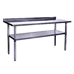 Kratos Stainless Steel Kitchen Prep Table 72"x30" with Backsplash and Undershelf, NSF Worktable for Restaurants - 18ga/430SS