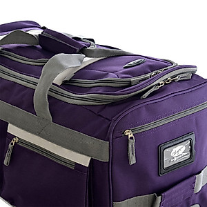 Olympia 8 Pocket Large Rolling Duffle Bag, Garment Duffle Bag, Checked Luggage on Wheels with 26 Inch Push Button Retractable Handle, Dark Lavender