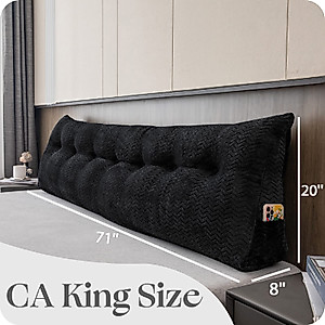 ZOEMO Large Bolster Triangular Headboard Wedge Backrest Positioning Support Bed Rest Reading Pillows Headboard Wedge Pillows for Day Bed Bunk Bed with Removable Cover, California King(71x8x20 Inches)
