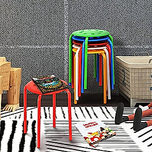 Yaheetech 17.3'' 5PCS Indoor Outdoor Industrial Stackable Stools Bar Chairs Colorful Chairs