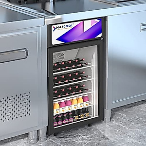NAFCOOL Sub Zero Commercial Beverage Refrigerator Cooler, 3 Cu Ft Mini Small Undercounter Countertable Refrigerator Drink Display Fridge with Glass Door Home or Sale Used,ETL & NSF Approval, 20" Wide
