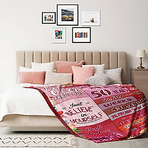 Winkwarm 50th Birthday Gifts for Women Happy 50th Birthday Decorations for Women 50 Year Old Gifts for Women 50th Birthday Gift Ideas for Her Wife Mom Sister Friend Flannel Throw Blanket 60"x50"