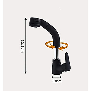 Kitchen Sink Taps Faucet Spiral Spring Kitchen Sink Mixer Tap Low Pressure Basin Mixer Tap with Dish Rinser Matte Black Chrome