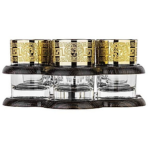 Glasstar Bar Set 6 Shot Glasses with Daisy Stand, Tray Stand and Shots Set, Shot Glasses for Vodka and Tequila, Collectible Present for Anniversary, Birthday