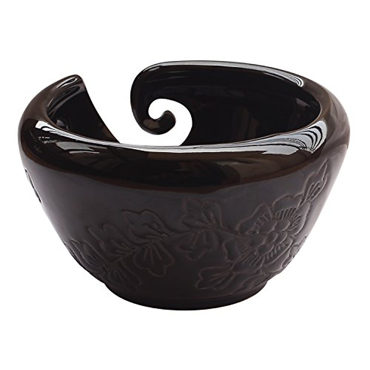 ABHANDICRAFTS - Ceramic Yarn Bowl for Knitting, Crochet for Moms - Black Pottery Storage Bowl Perfect for Moms and Grandmothers.