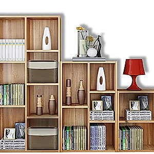 ECOMEX Fabric Storage Baskets for Organizing, Baskets Storage Bins Clothes with Rope Handles, Empty Decorative Gift Baskets for Nursery Shelf, Closet, Office（1 Pack, White Fight Brown）