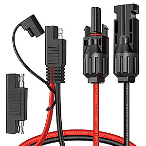 ELECTOP Solar Panel Connector Cable, 10AWG SAE Connector to Male & Female Solar Connectors PV Extension Cable Wire for RV Solar Panel DC Power Battery Charger with SAE Polarity Reverse Adapter