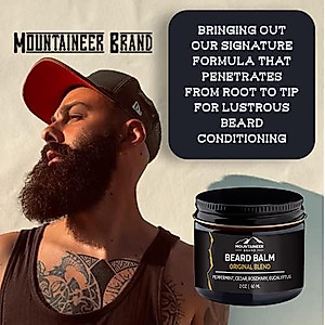 Mountaineer Brand Beard Balm for Men | All Natural Leave-In Conditioner to Moisturize Dry Itchy Skin | Beard Butter Hydrates, Softens and Tames Flyaway Hair | Adds Shine | Original Scent 2oz