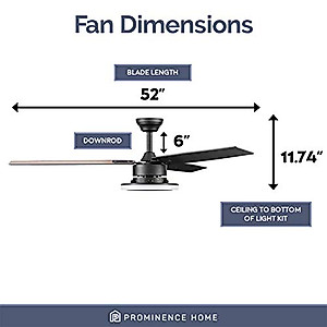 Prominence Home 51461-01 Orbis Ceiling Fan, 52, Matte Black