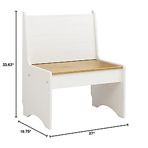 Linon Delk Wood 2 Tone Small Back Rest Bench in Honey and White
