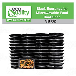 EcoQuality 38 oz Reusable Food Storage 25 Pack Containers with Lids Rectangular BPA Free Freezer, Microwave & Dishwasher Safe – Airtight & Watertight Stackable, Lunch Meal Prep, To-Go, Bento Box