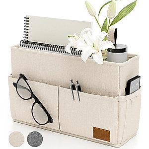 Large Bedside Caddy With Big Pockets And Bottle Holder to Easily Organize All Your Accessories - The Perfect College Dorm Room Storage Essential for Students - Fits All Hospital Beds & Wheelchairs