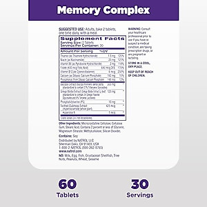 Natrol Memory Complex With Ginkgo Biloba 120mg and B Vitamins, Dietary Supplement for Brain Health and Memory Support, 60 Tablets, 30 Day Supply