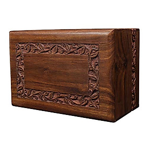 Bogati Hand Carved Rosewood Urn with Border Design (X-Large)
