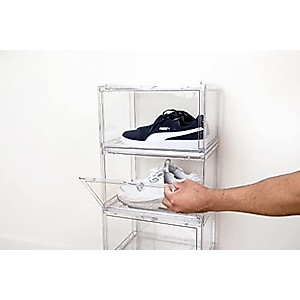 Shoe Display Case, Stackable Plastic Sneaker Box Container, Shoe Box, Clear Plastic Stackable, Clear Shoe Organizer for Closet, Clear Shoe Boxes