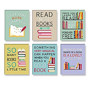 CHDITB Colorful Wall Art Print Inspirational Read Books Quote Art,Watercolor Books Art Painting, Set of 6 Art Posters(8" x10) Motivational Saying Canvas Poster for Classroom Library Study Decor