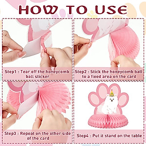 Ferraycle 8 Pcs Dog Themed Party Table Decorations Pink Dog 3D Honeycomb Centerpieces Dog Birthday Party Supplies Dog Centerpieces Decorations for Puppy Paw Print Birthday Supplies Baby Shower