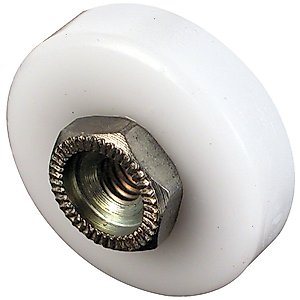 Prime-Line M 6152 Shower Door Roller, 3/4 In. Diameter, Flat Edge Nylon Tire, Steel Ball Bearings, Threaded Hex Head Hub (4 Pack)