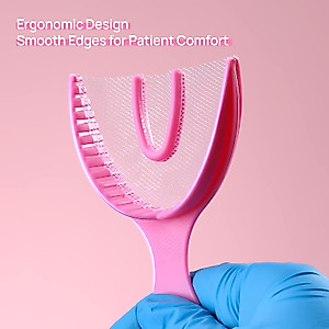 JMU Full Arch Bite Registration Trays 30 Pcs, Disposable Dental Impression Trays for Teeth Modes Pink