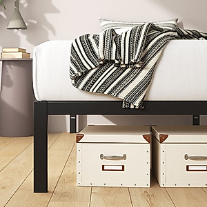 ZINUS Mia Metal Platform Bed Frame, Wood Slat Support, No Box Spring Needed, Easy Assembly, Black, 75" x 30" (Narrow Twin)