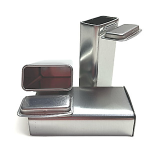 MagnaKoys Rectangular Silver Metal Hinged Lid Tin Containers (5 Pack)